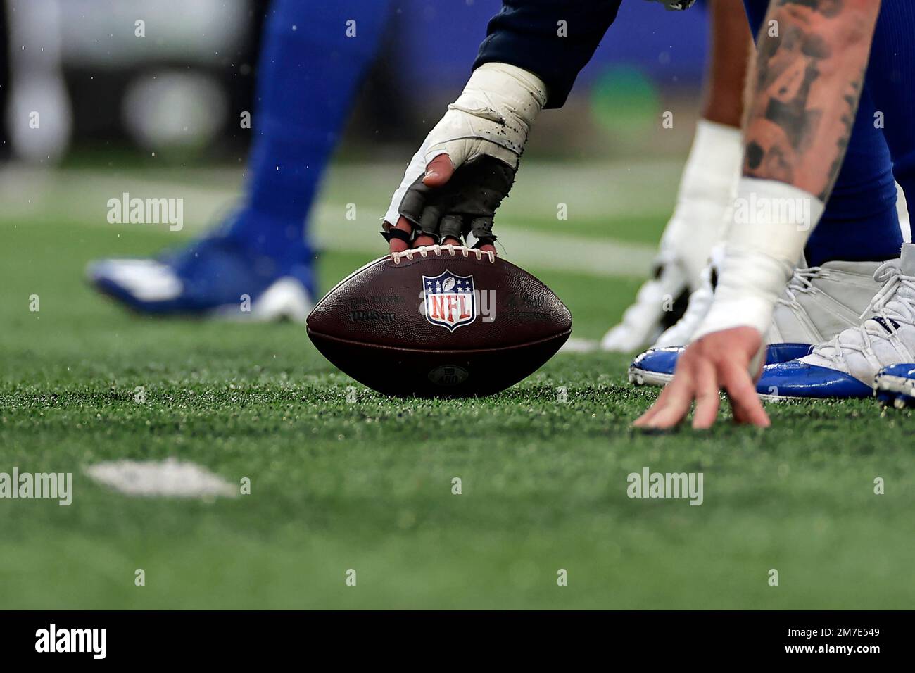 A football is seen during an NFL football game between the Philadelphia ...