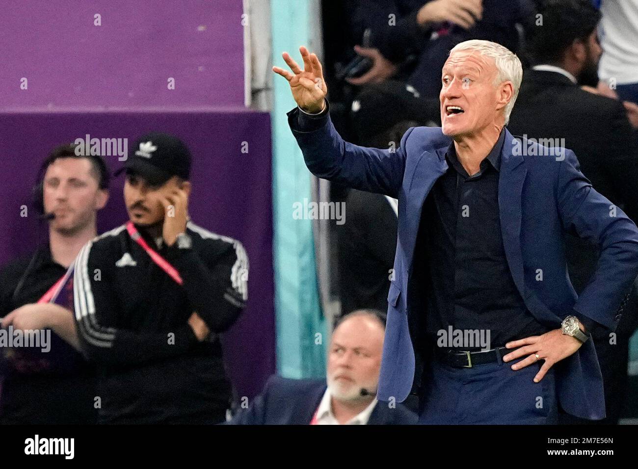 France's head coach Didier Deschamps gestures during the World Cup ...