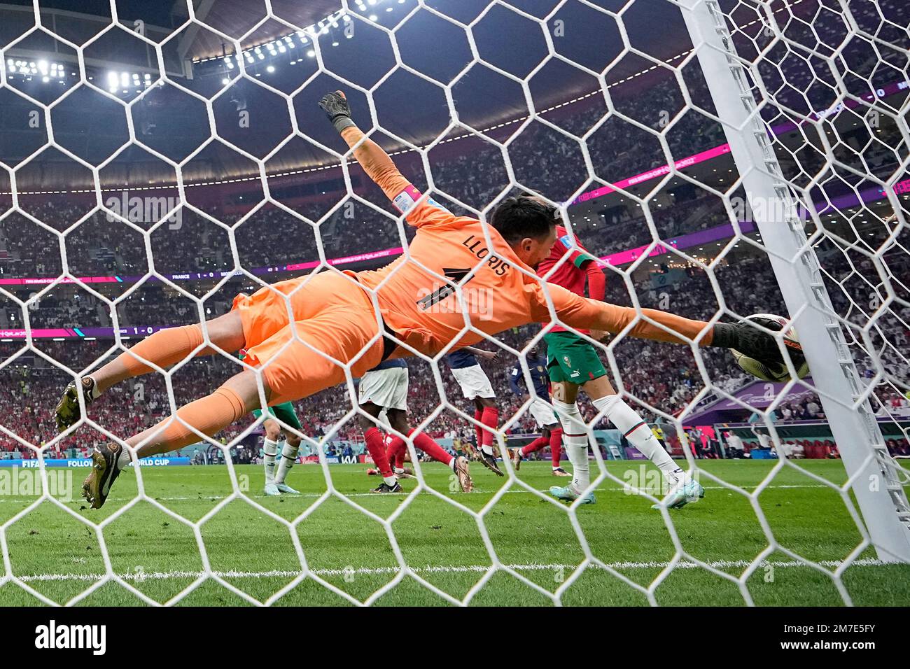France's goalkeeper Hugo Lloris makes a save during the World Cup ...