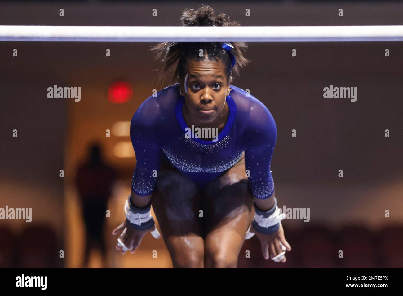 Fisk University's Morgan Price performs on the uneven bars during a ...