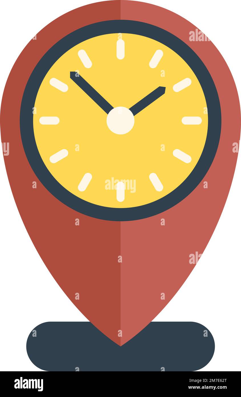 Time location control icon flat vector. Work clock. School team ...