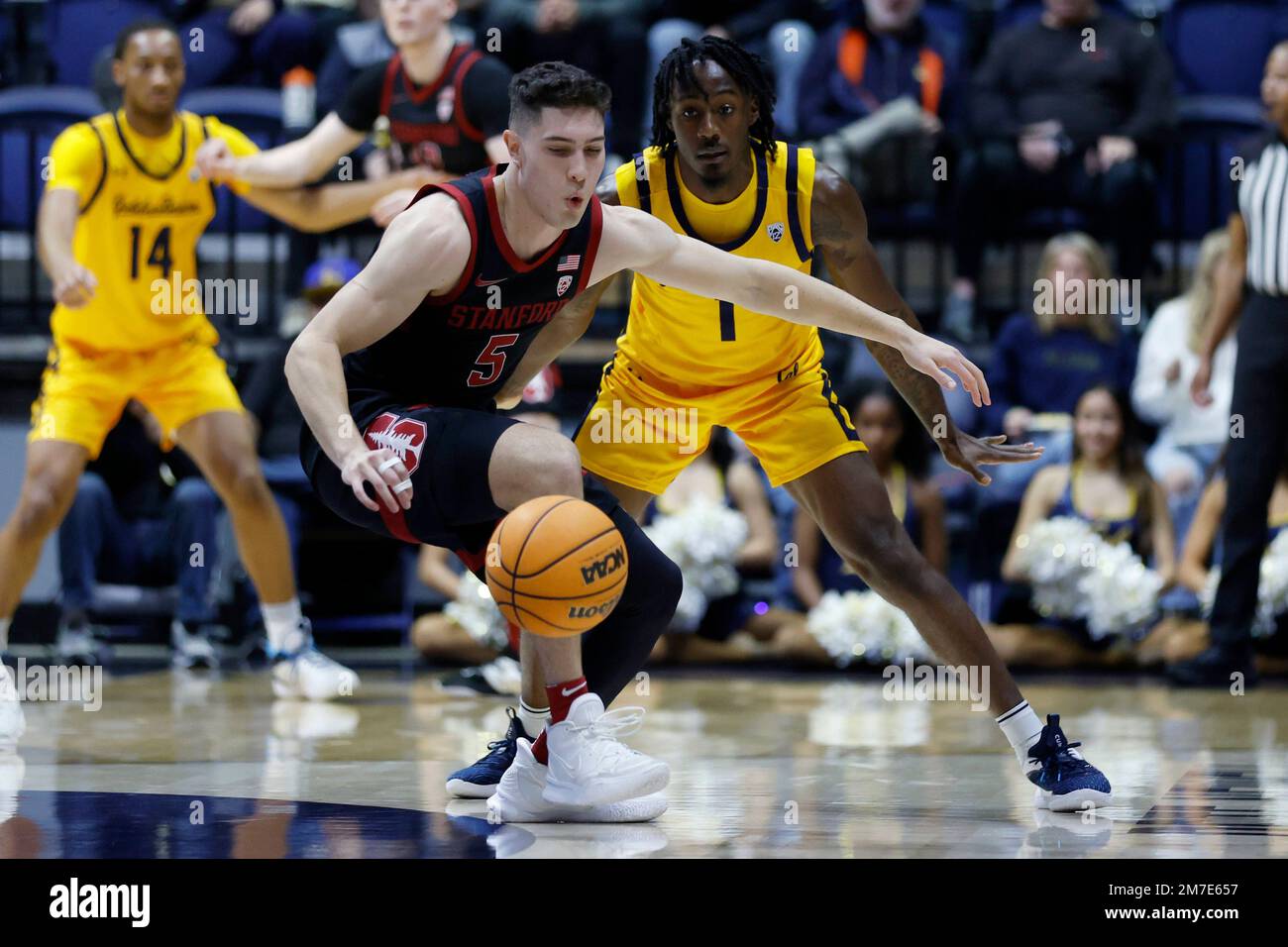Stanford guard Michael O'Connell (5) is defended by California guard ...