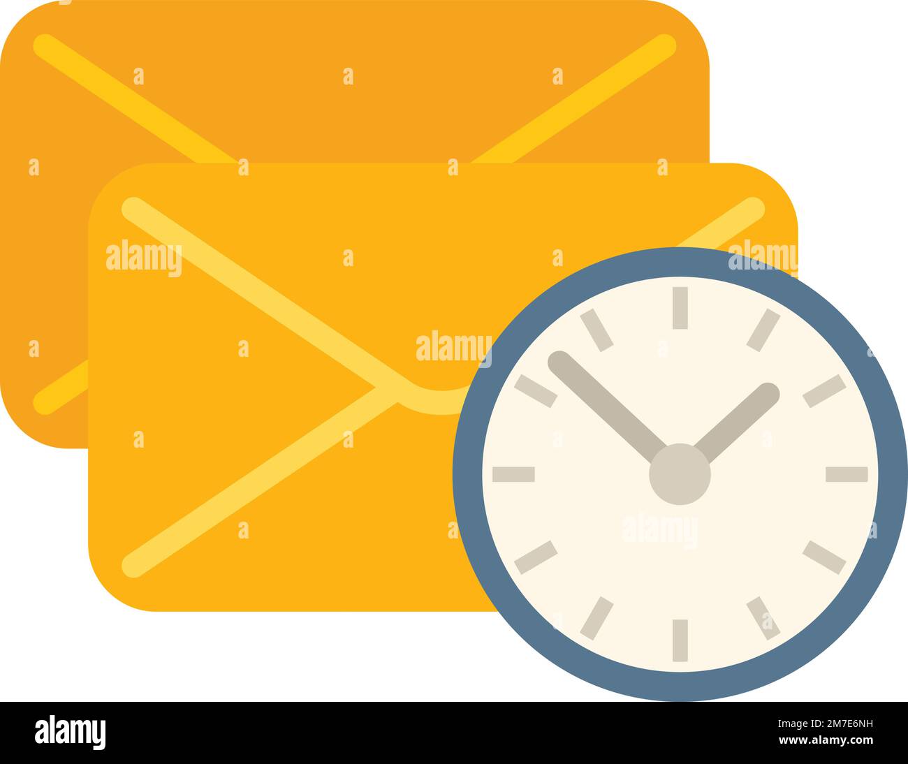 Mail time send icon flat vector. Clock project. Task control isolated ...