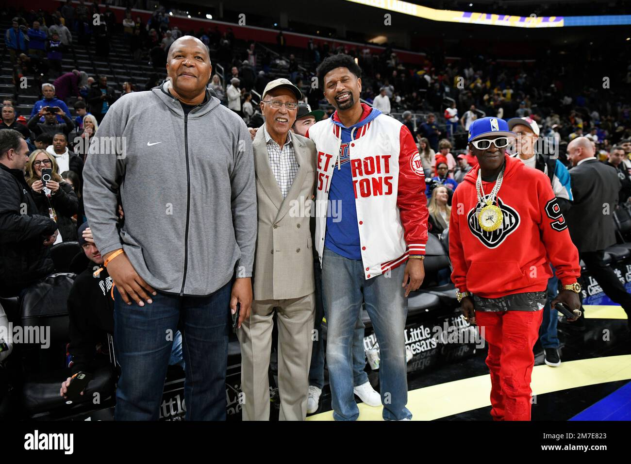 From left, former NBA basketball players Derrick Coleman, Dave Bing ...