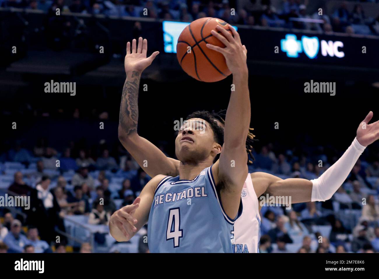 Citadel guard Elijah Morgan (4) drives to the basket against North ...
