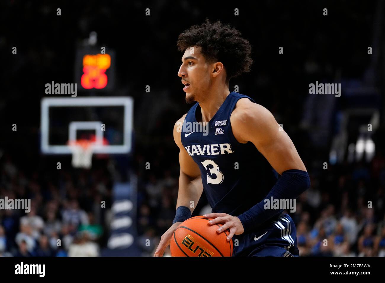 Xavier's Colby Jones plays during an NCAA college basketball game ...