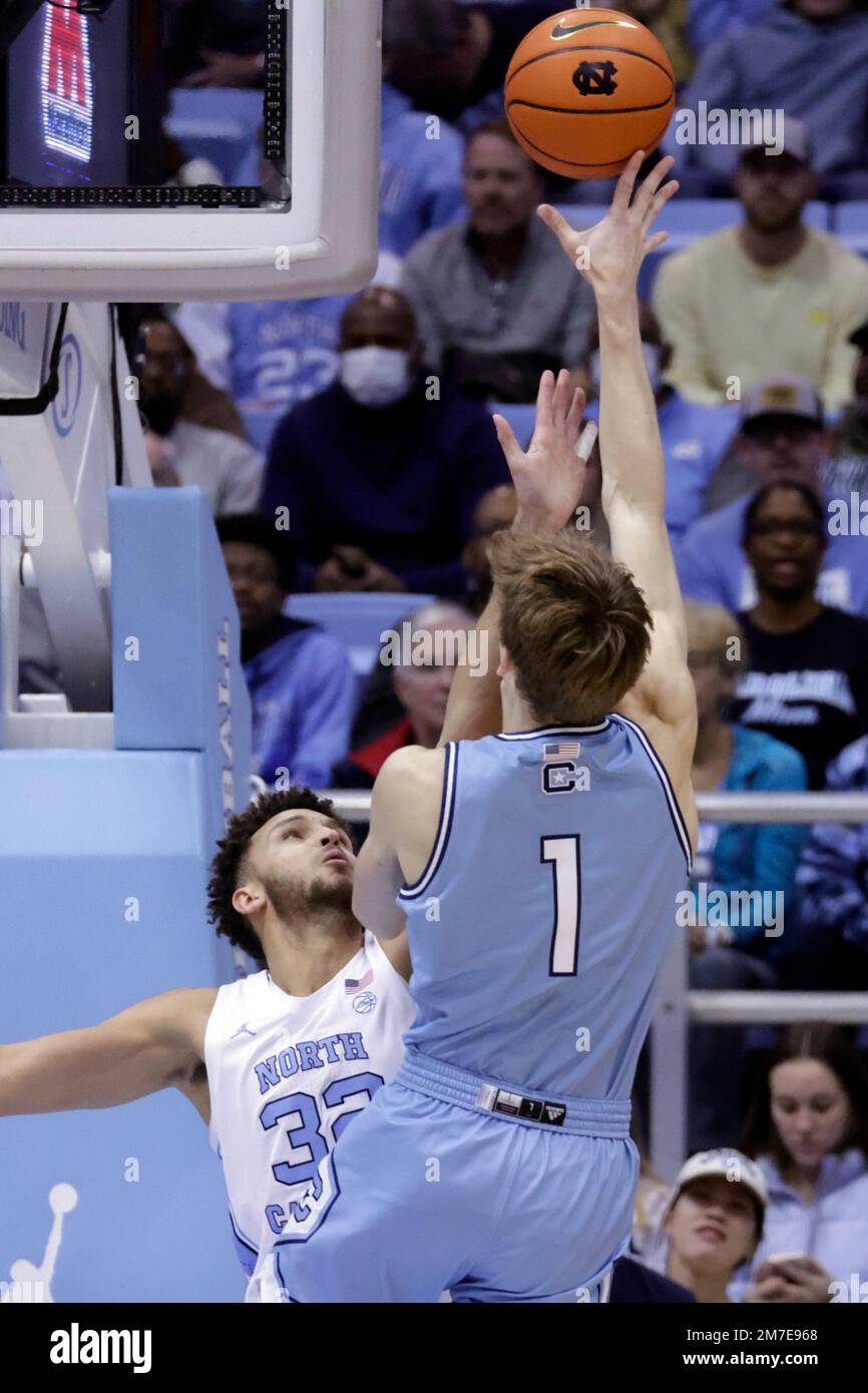Citadel forward Stephen Clark (1) shoots over North Carolina forward ...