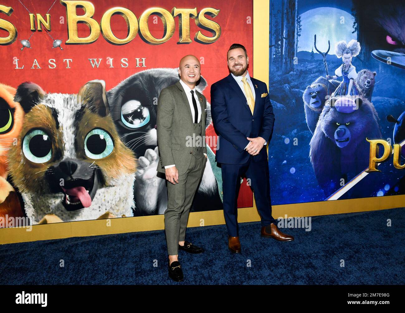 Januel Mercado, left, and Joel Crawford attend the premiere of "Puss in ...