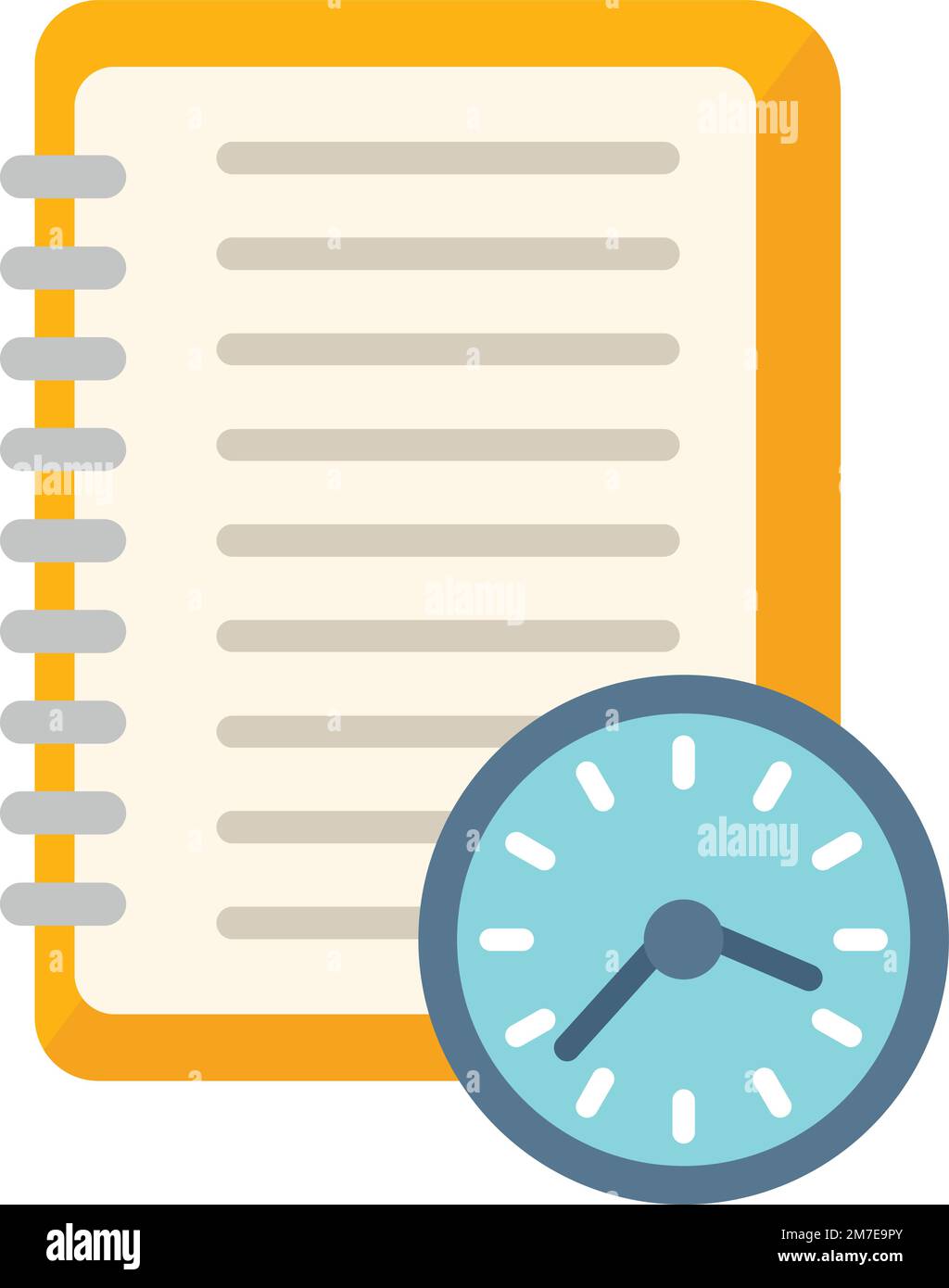 Timer notebook icon flat vector. Work project. Task schedule isolated ...
