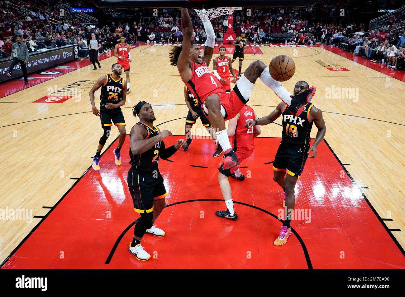 Houston Rockets guard Jalen Green (4) dunks during the second half of ...
