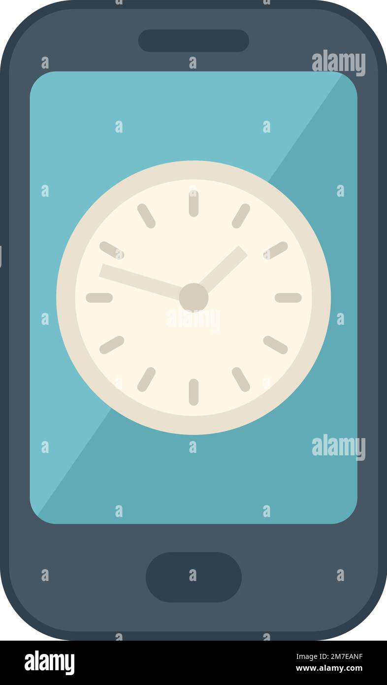 Smartphone timer icon flat vector. Clock project. Control task isolated ...