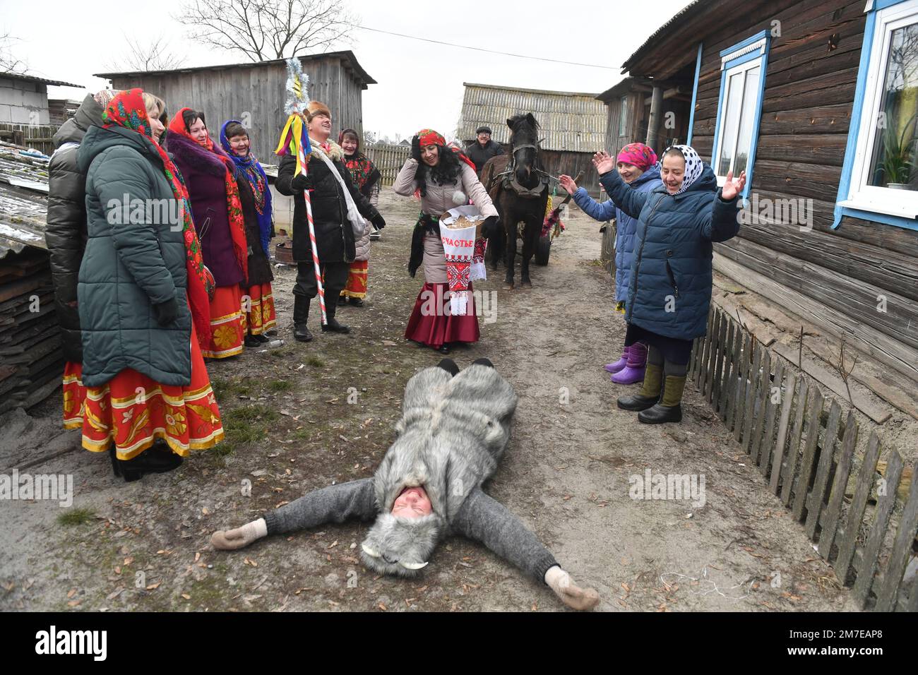 Actors perform during celebration of Orthodox Christmas and a Pull the ...