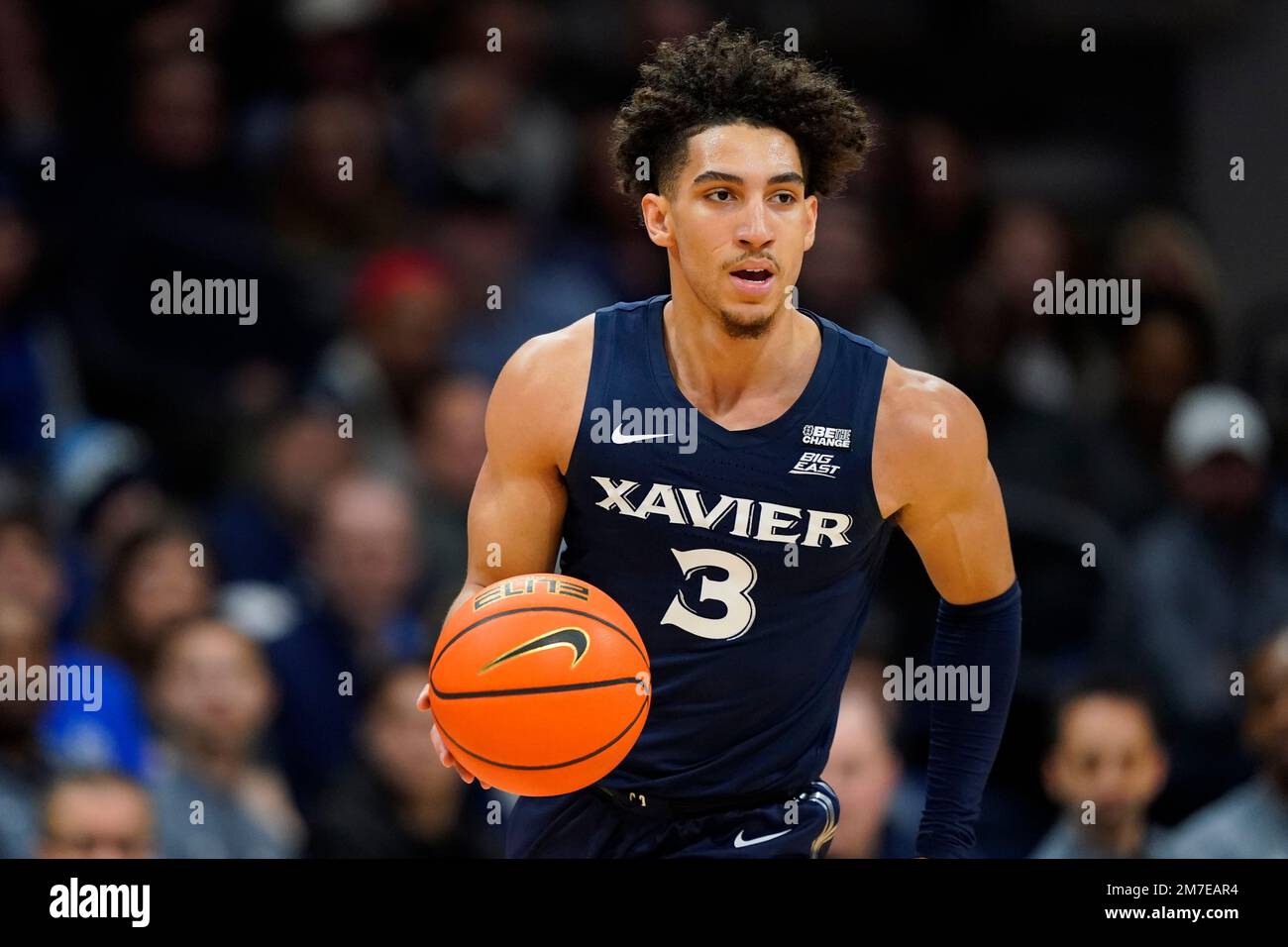 Xavier's Colby Jones plays during an NCAA college basketball game ...