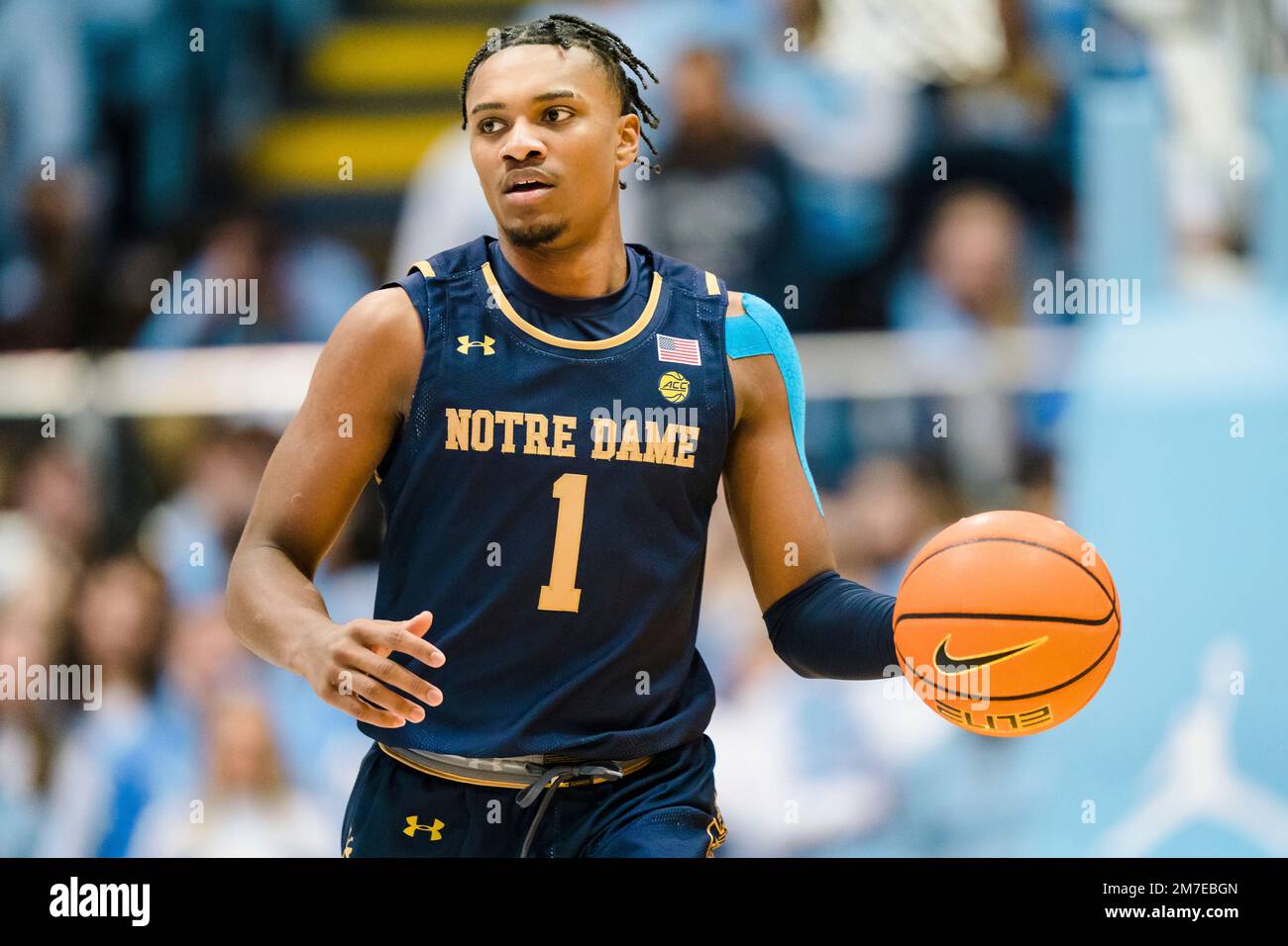 Notre Dame guard J.J. Starling (1) brings the ball up court in the ...
