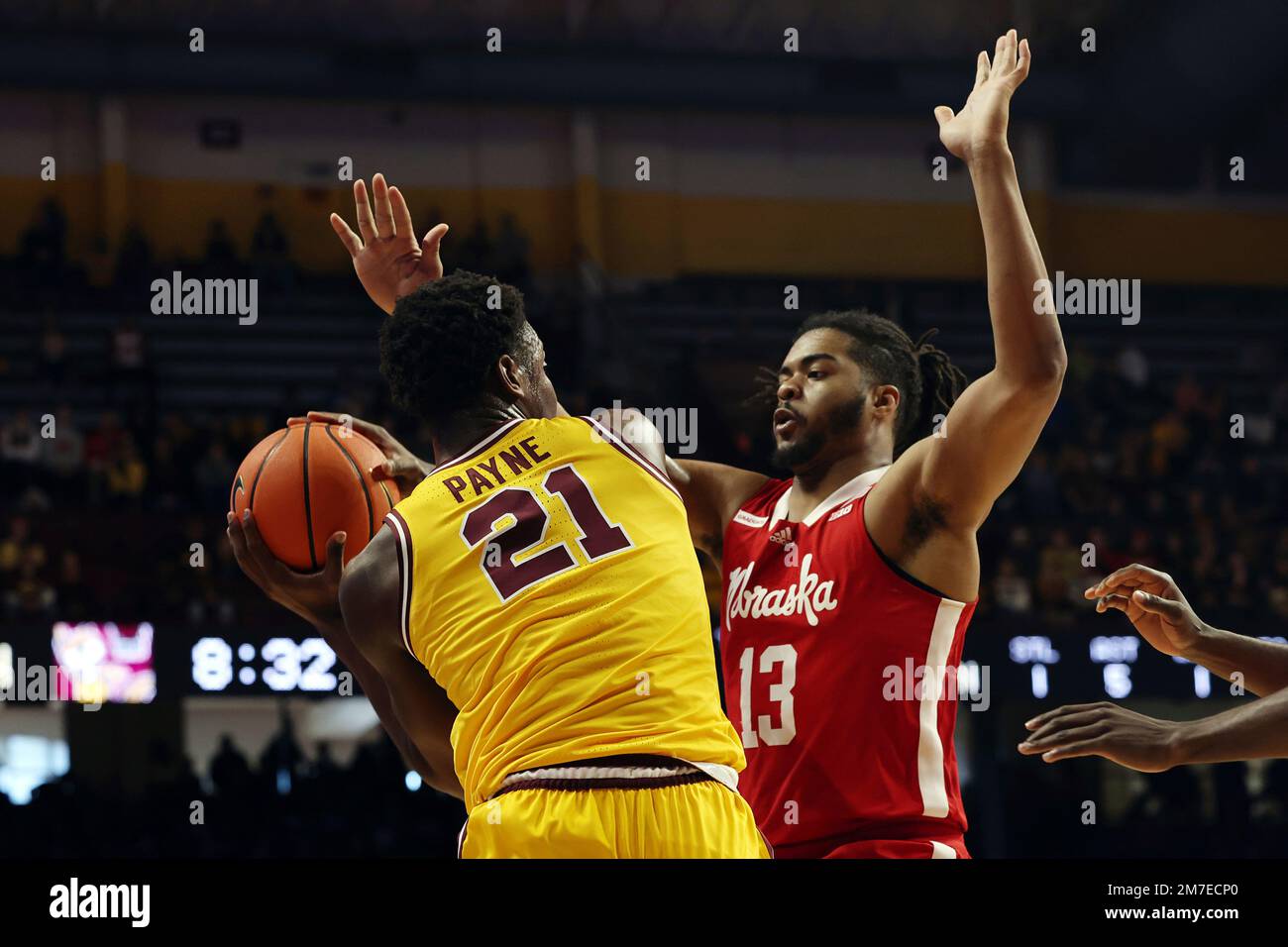 Minnesota forward Pharrel Payne (21) handles the ball against Nebraska ...