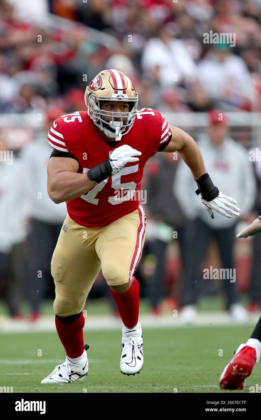 San Francisco 49ers defensive end Jordan Willis (75) rushes during an ...