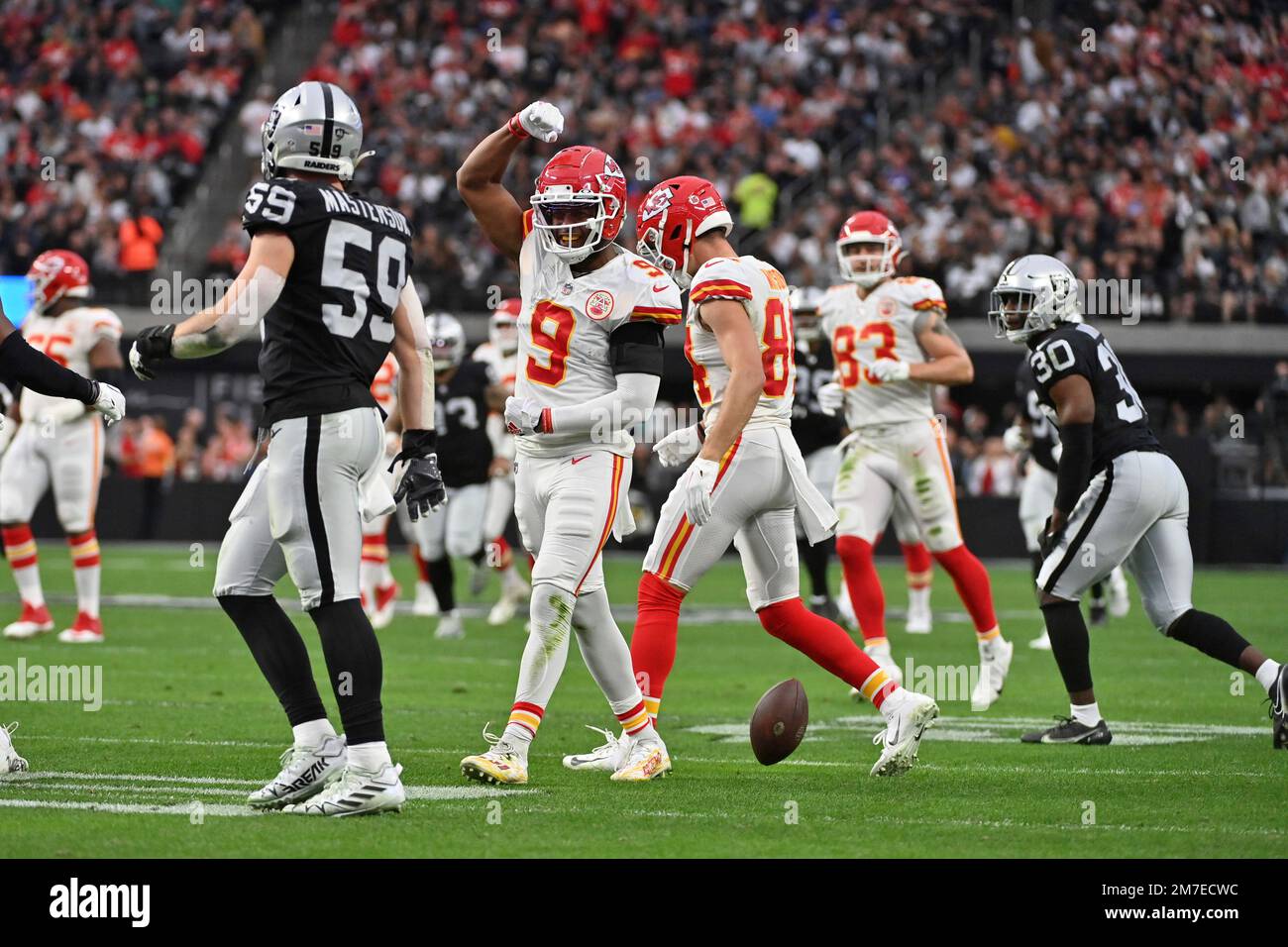 Kansas City Chiefs wide receiver JuJu Smith-Schuster (9) celebrates ...
