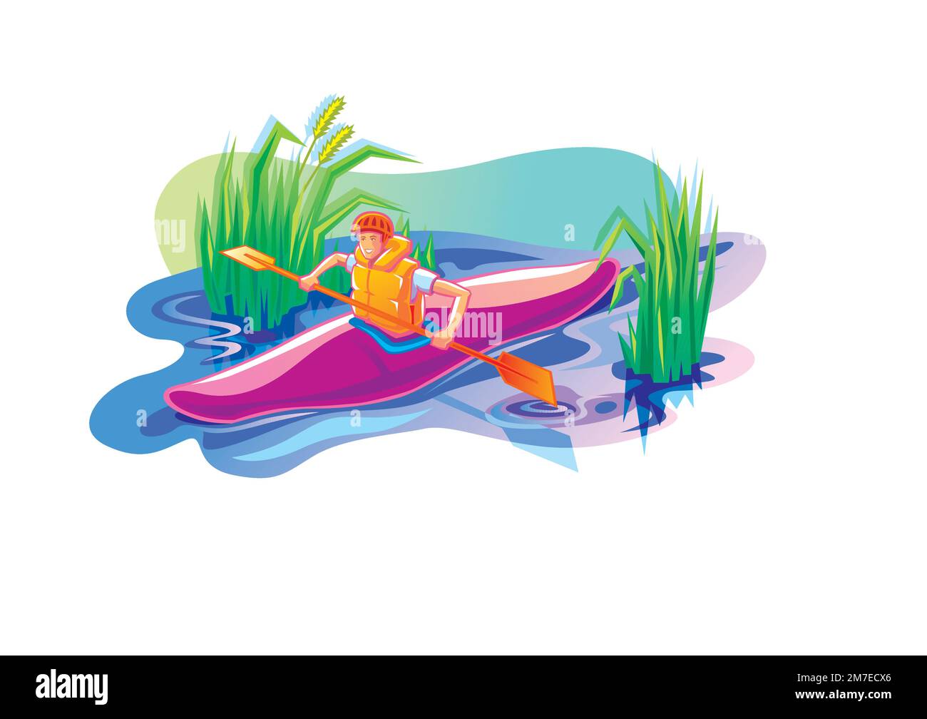 Man paddle on kayak Cut Out Stock Images & Pictures - Alamy
