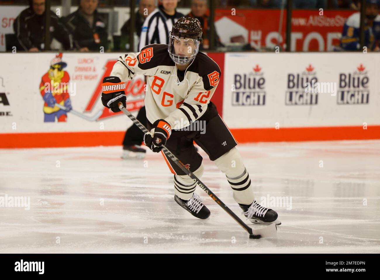 Bowling Green forward Austen Swankler (12) skates with the puck in the ...