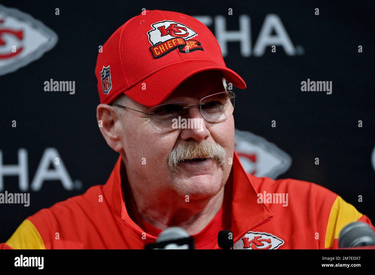 Kansas City Chiefs head coach Andy Reid speaks during a news conference ...