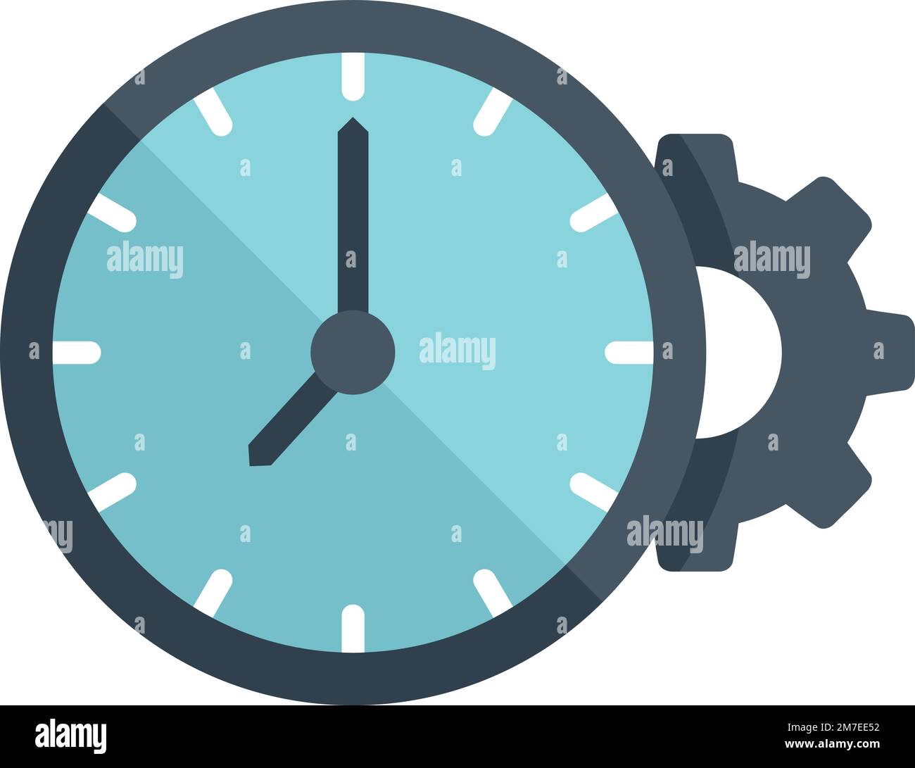 Clock gear time icon flat vector. Work control. Timer watch isolated ...