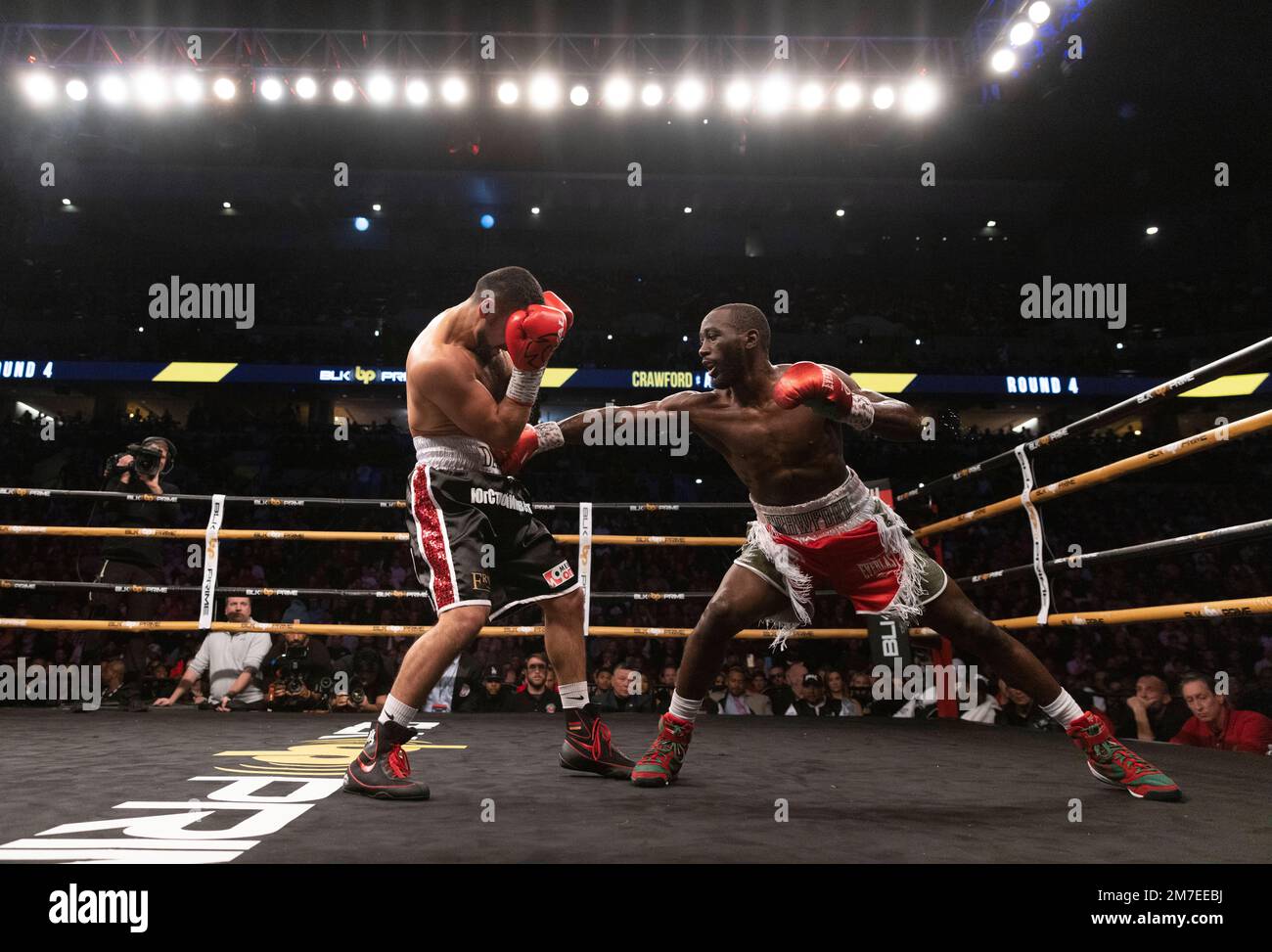 Terence "Bud" Crawford, right, fights David Avanesyan during a WBO ...