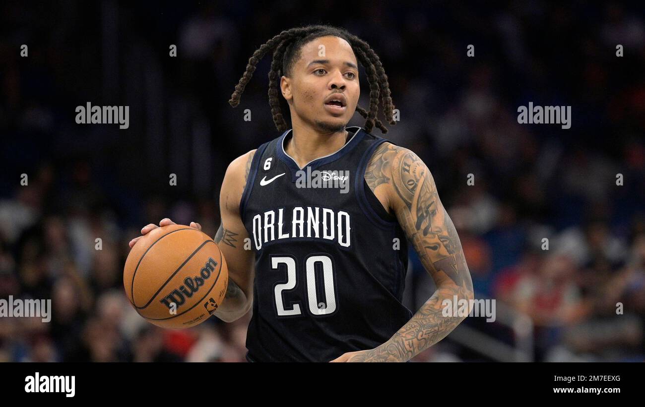 Orlando Magic guard Markelle Fultz (20) brings the ball up the court ...