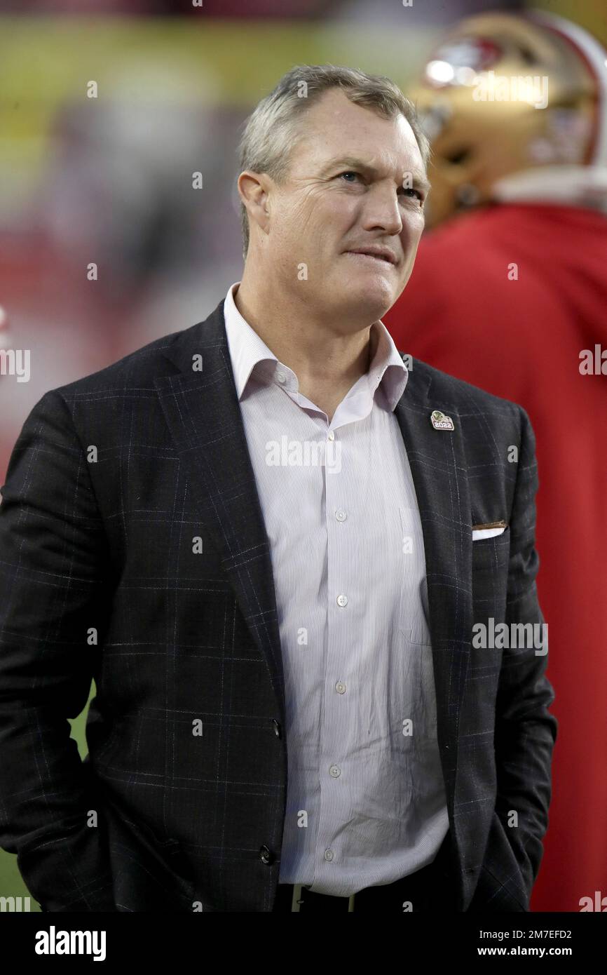 San Francisco 49ers GM John Lynch on the field during an NFL football ...