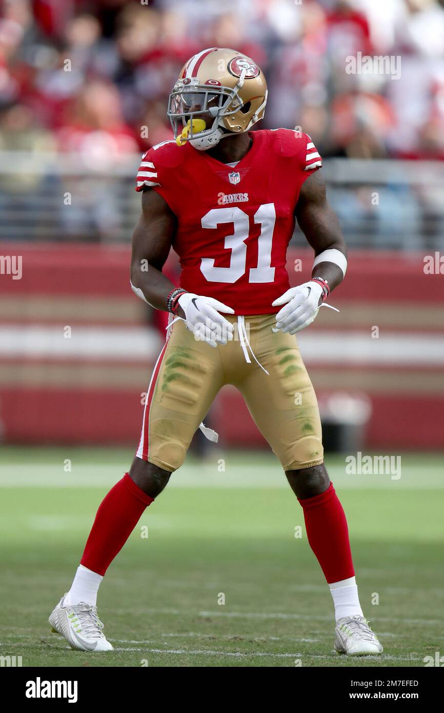 San Francisco 49ers safety Tashaun Gipson Sr. (31) peers into the ...
