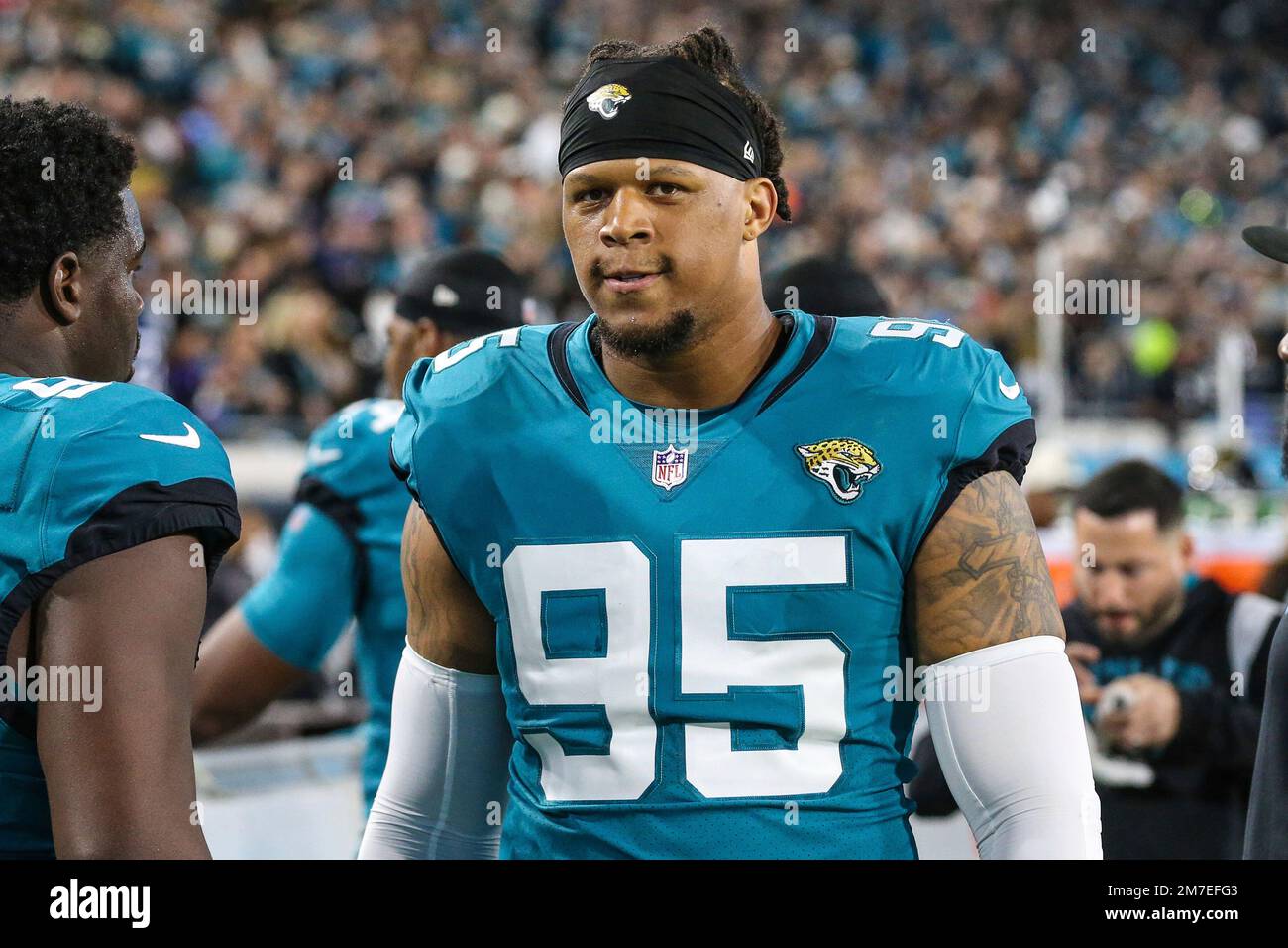Jacksonville Jaguars defensive end Roy Robertson-Harris (95) walks the ...