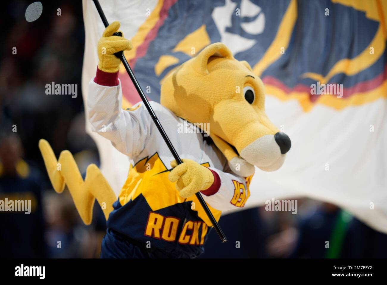 Denver Nuggets mascot Rocky the mountain lion in the first half of an ...