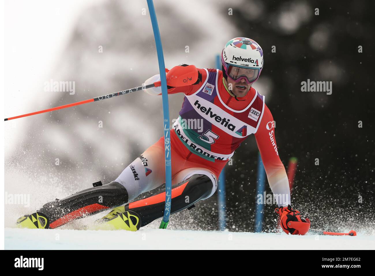 Switzerland's Daniel Yule speeds down the course during an alpine ski, men's World Cup slalom ...