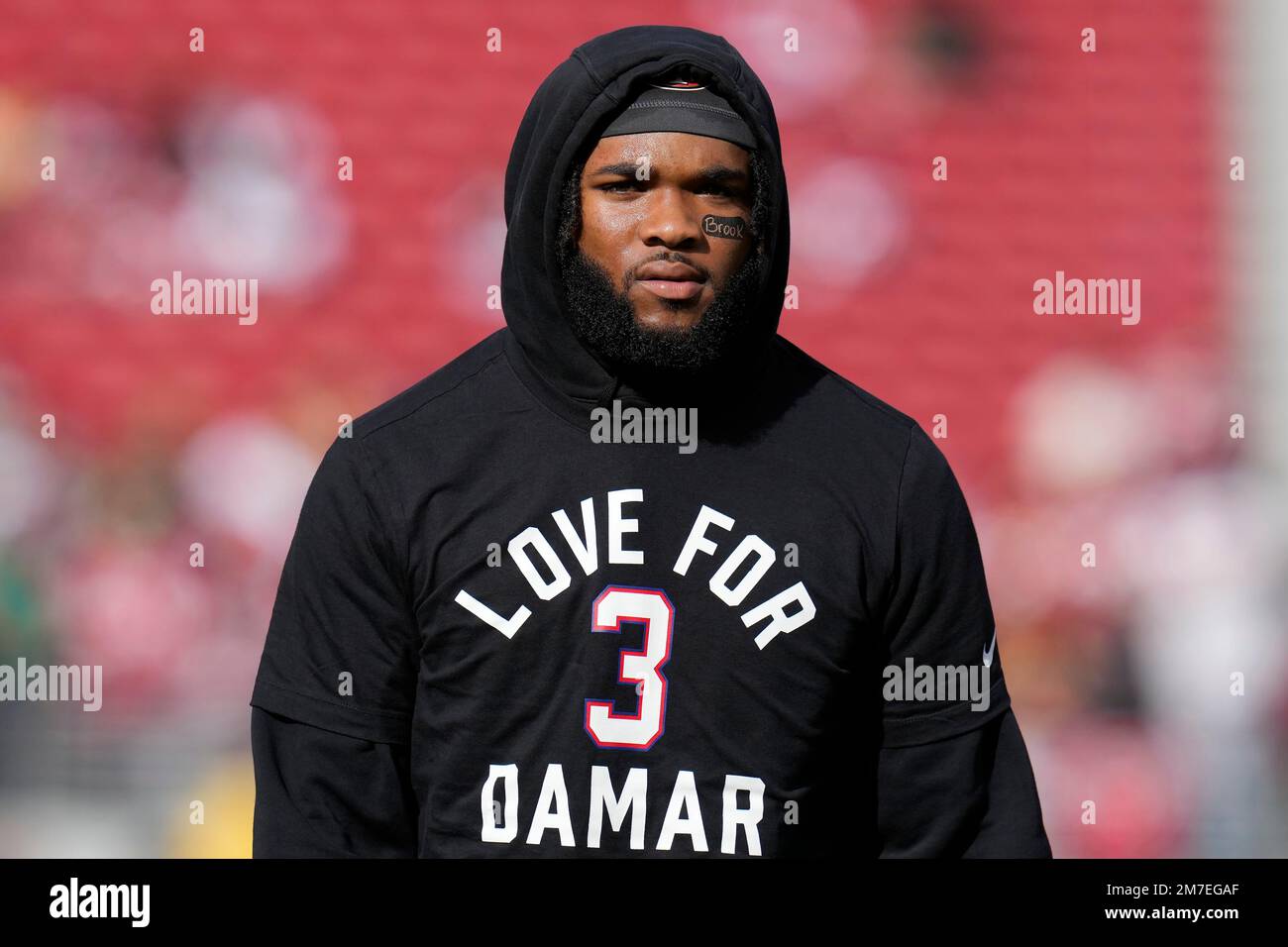 San Francisco 49ers running back Tyrion Davis-Price wears a shirt for ...