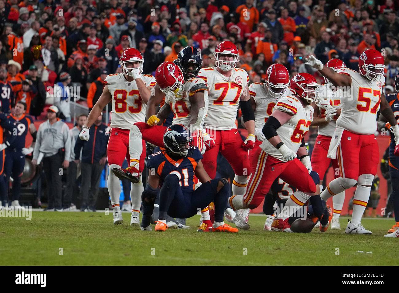 Kansas City Chiefs running back Isiah Pacheco (10) celebrates a first ...