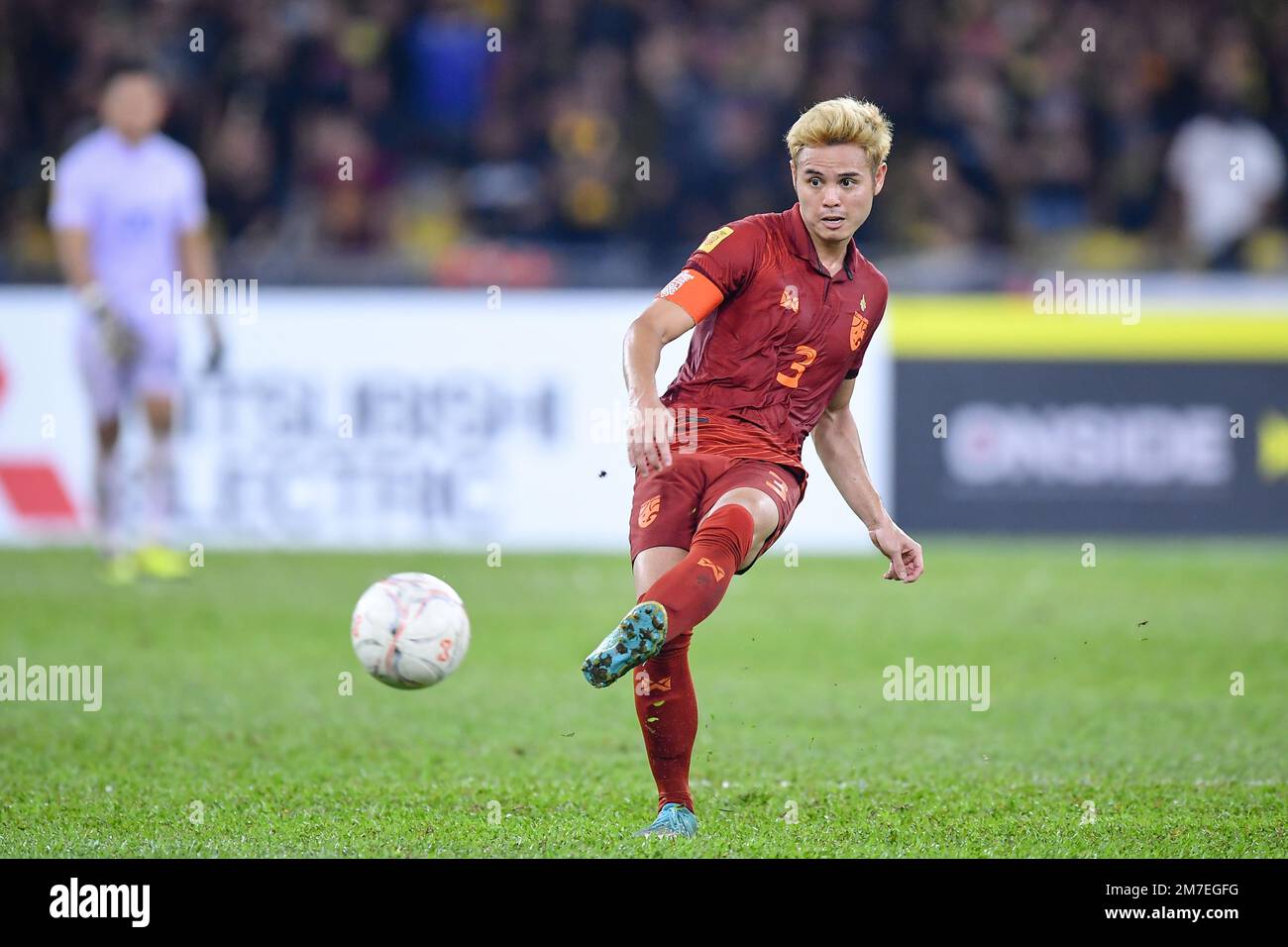 Theerathon Bunmathan of Thailand seen in action during the AFF ...