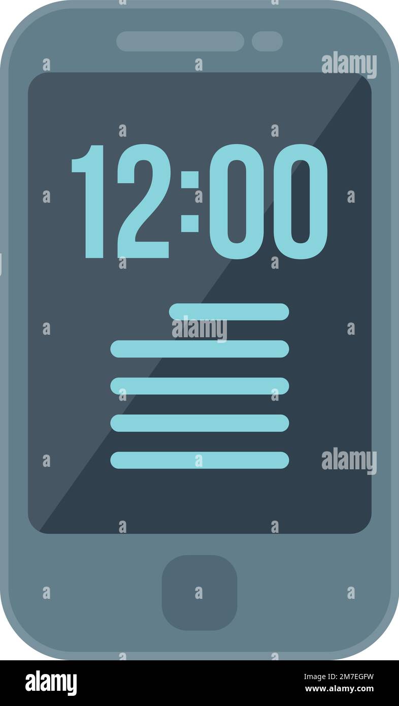 Phone time icon flat vector. Work control. Schedule team isolated Stock ...