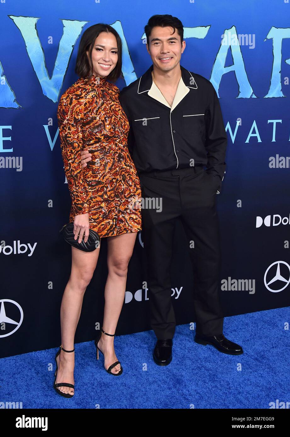Liv Lo Golding, left, and Henry Golding arrive at the U.S.premiere of "Avatar: The Way of Water ...
