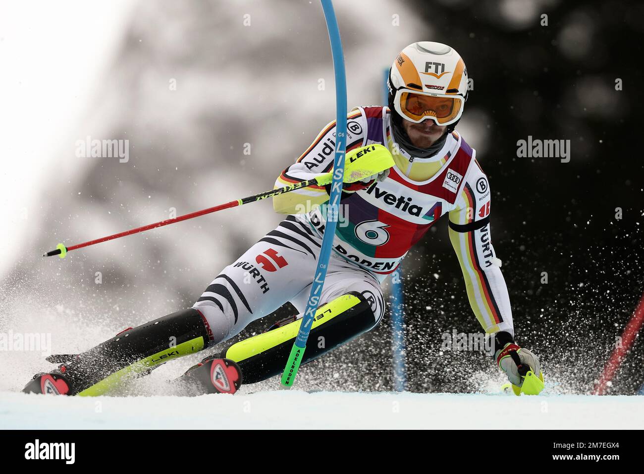 Germany's Linus Strasser speeds down the course during an alpine ski ...