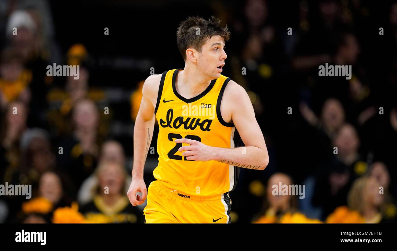 Iowa forward Patrick McCaffery runs up court during the first half of ...