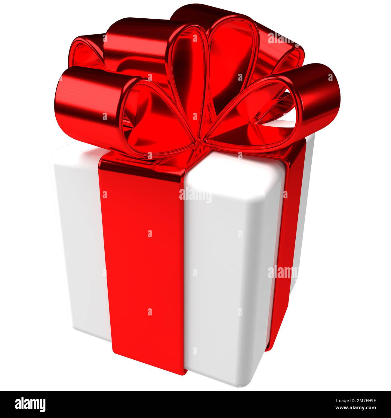 3d gift box icon. Christmas holiday white red gift wrap Stock Photo - Alamy