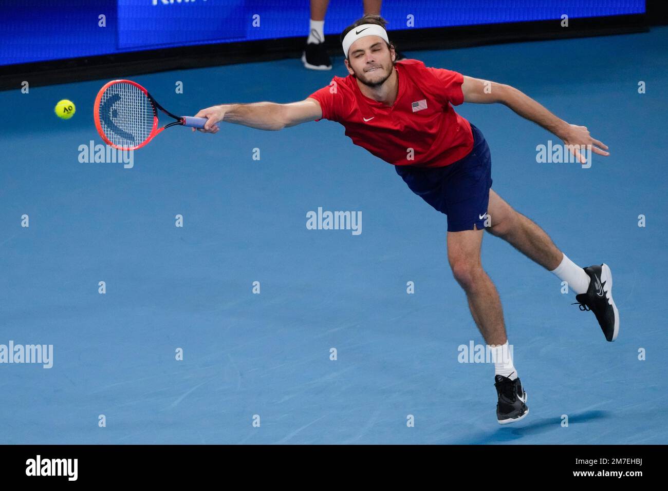 United States' Taylor Fritz plays a forehand return to Italy's Matteo ...