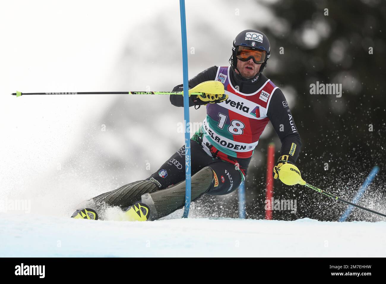 Italy's Giuliano Razzoli speeds down the course during an alpine ski ...