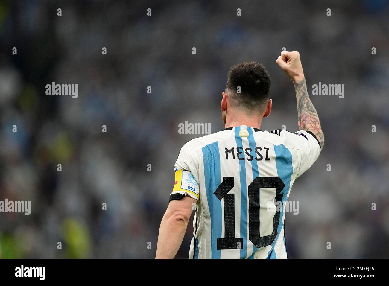 Argentina's Lionel Messi celebrates during the World Cup semifinal ...