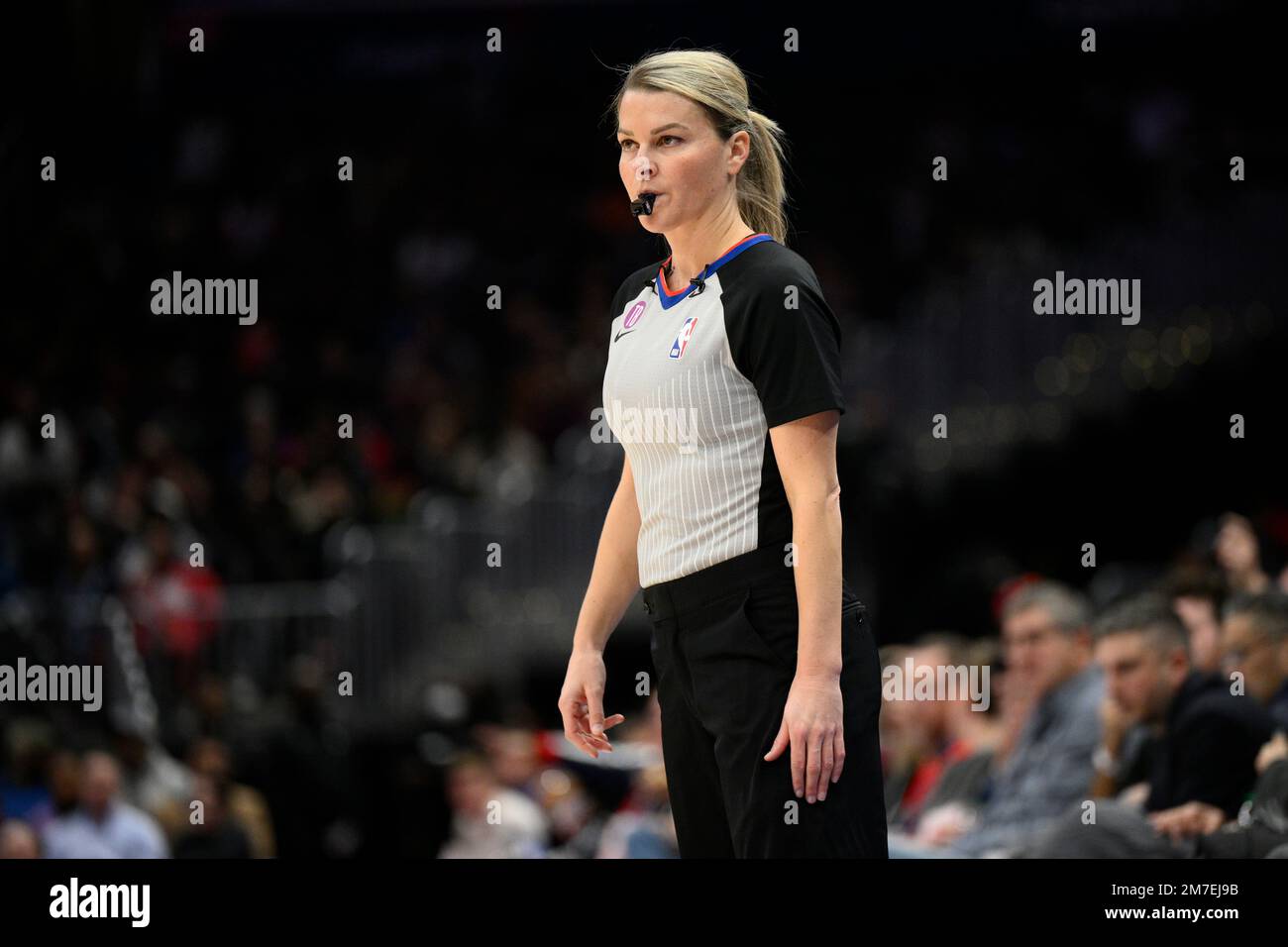 NBA referee Jenna Schroeder (84) in action during the first half of an ...