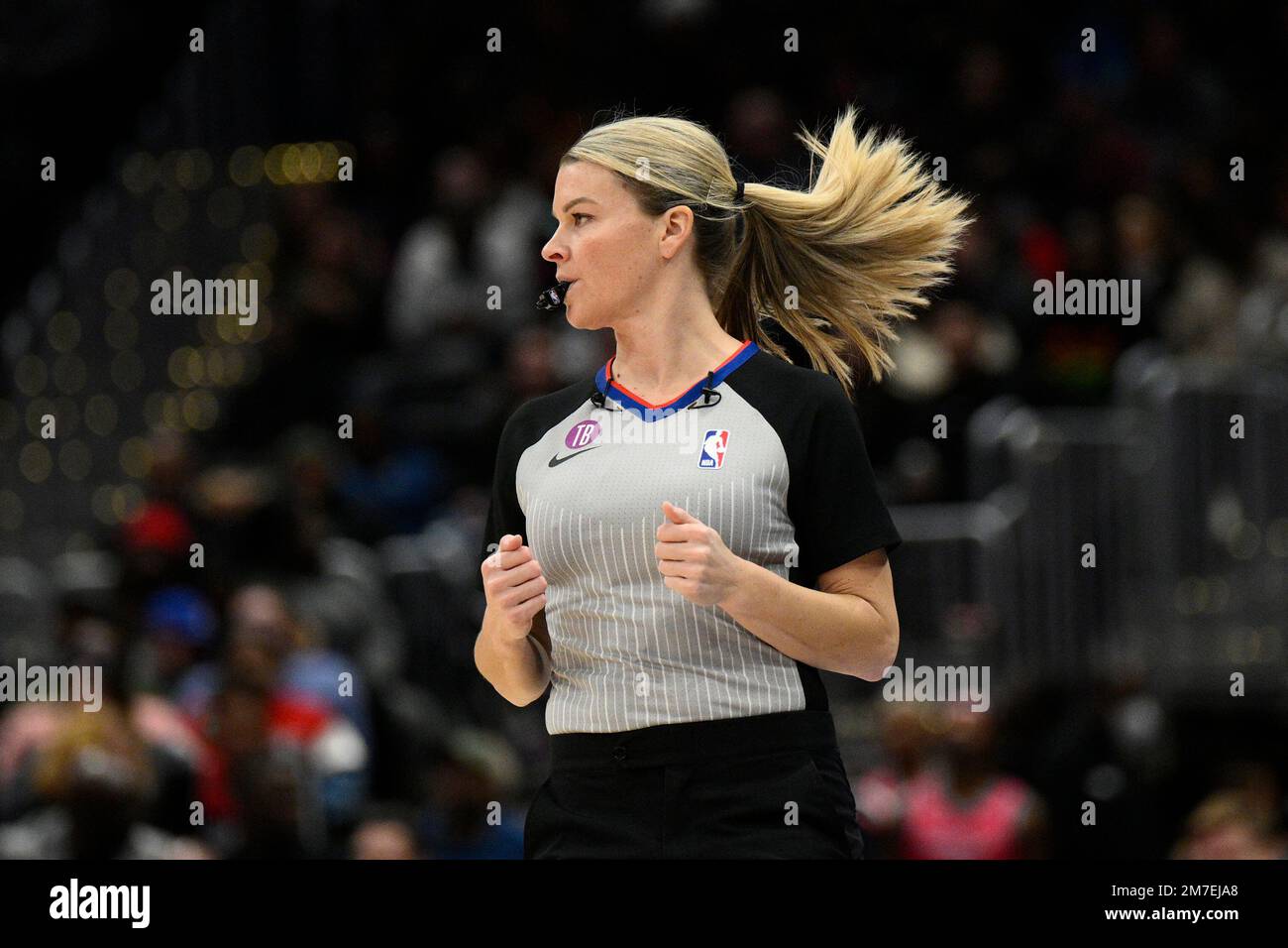 NBA referee Jenna Schroeder (84) in action during the first half of an ...