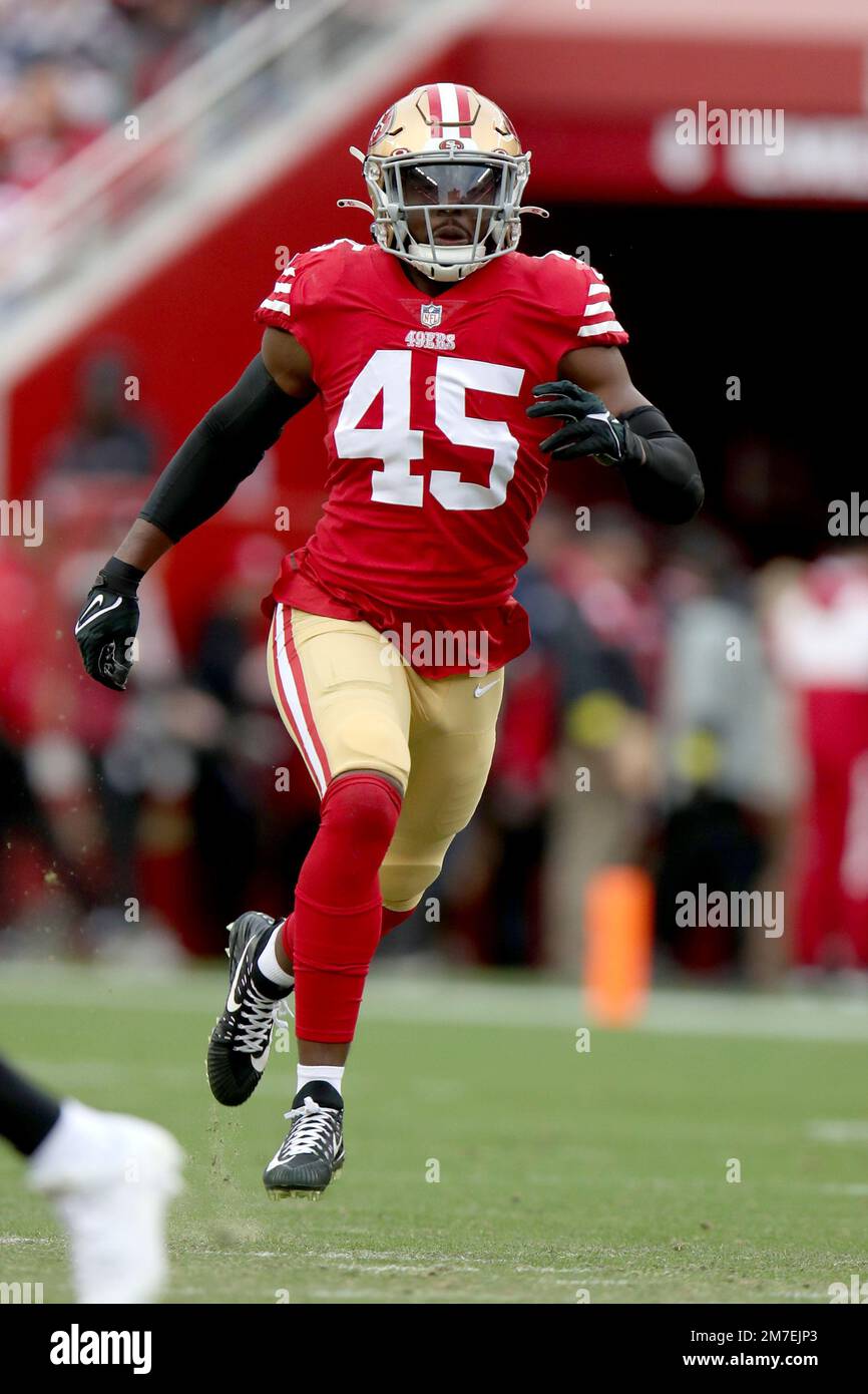 San Francisco 49ers linebacker Demetrius Flannigan-Fowles (45) runs ...