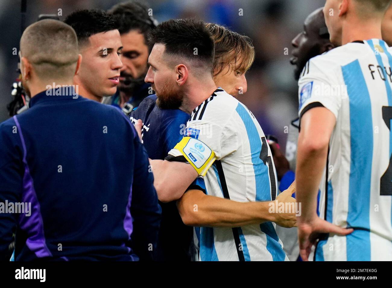 Argentina's Lionel Messi and Croatia's Luka Modric embrace following ...