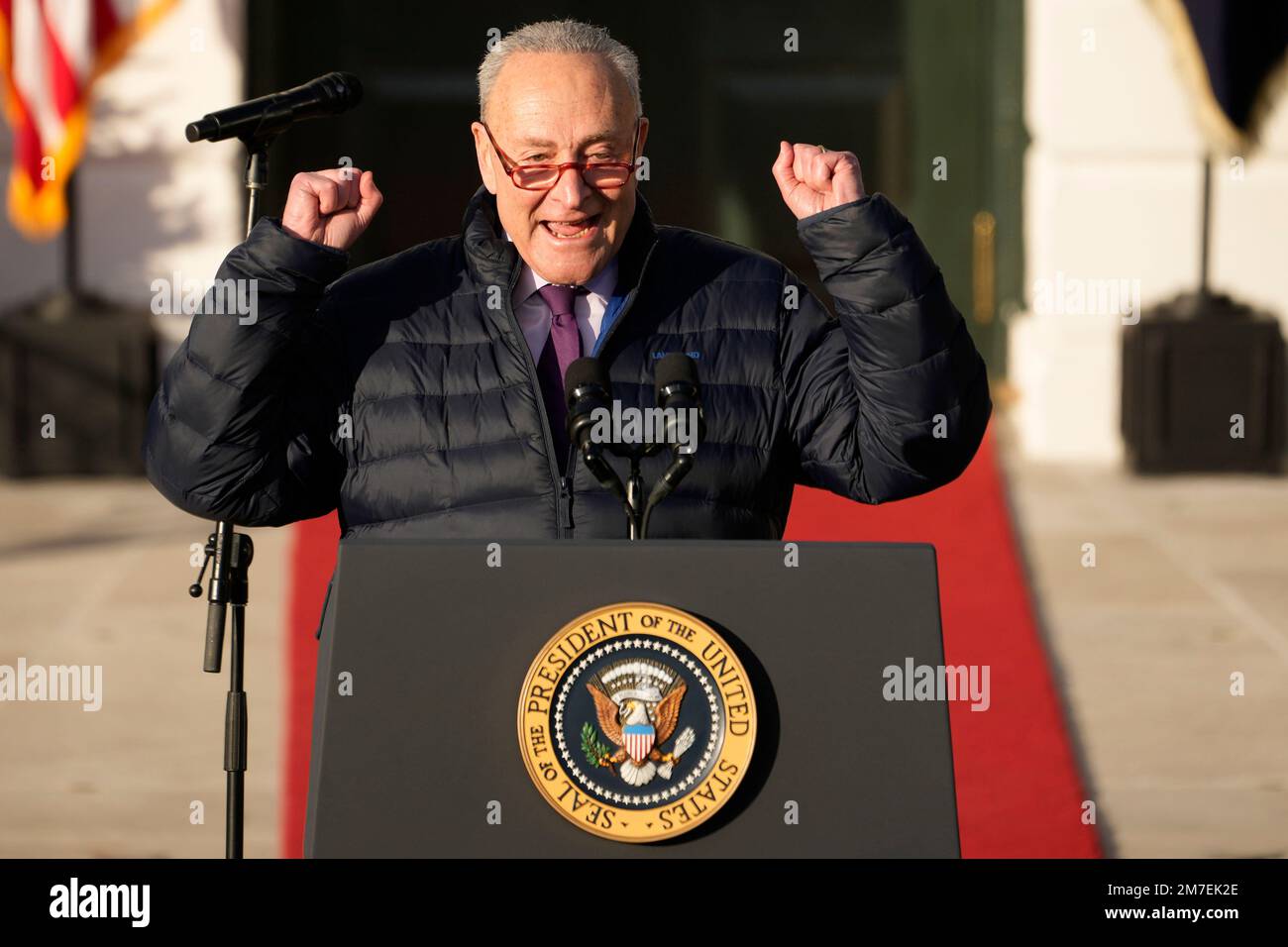 Senate Majority Leader Chuck Schumer of N.Y., speaks before President ...