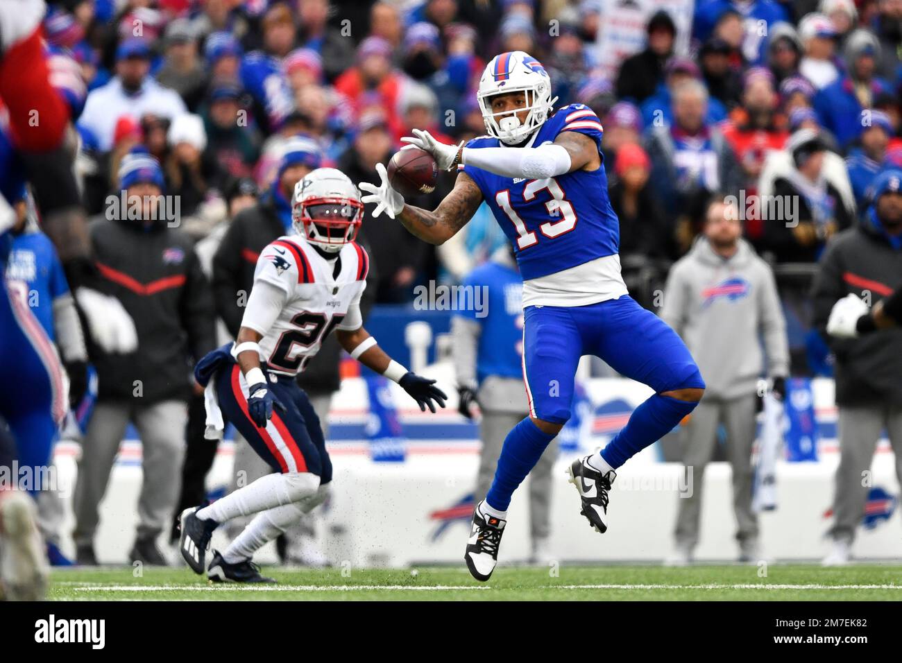Buffalo Bills wide receiver Gabe Davis (13) makes a catch during the ...