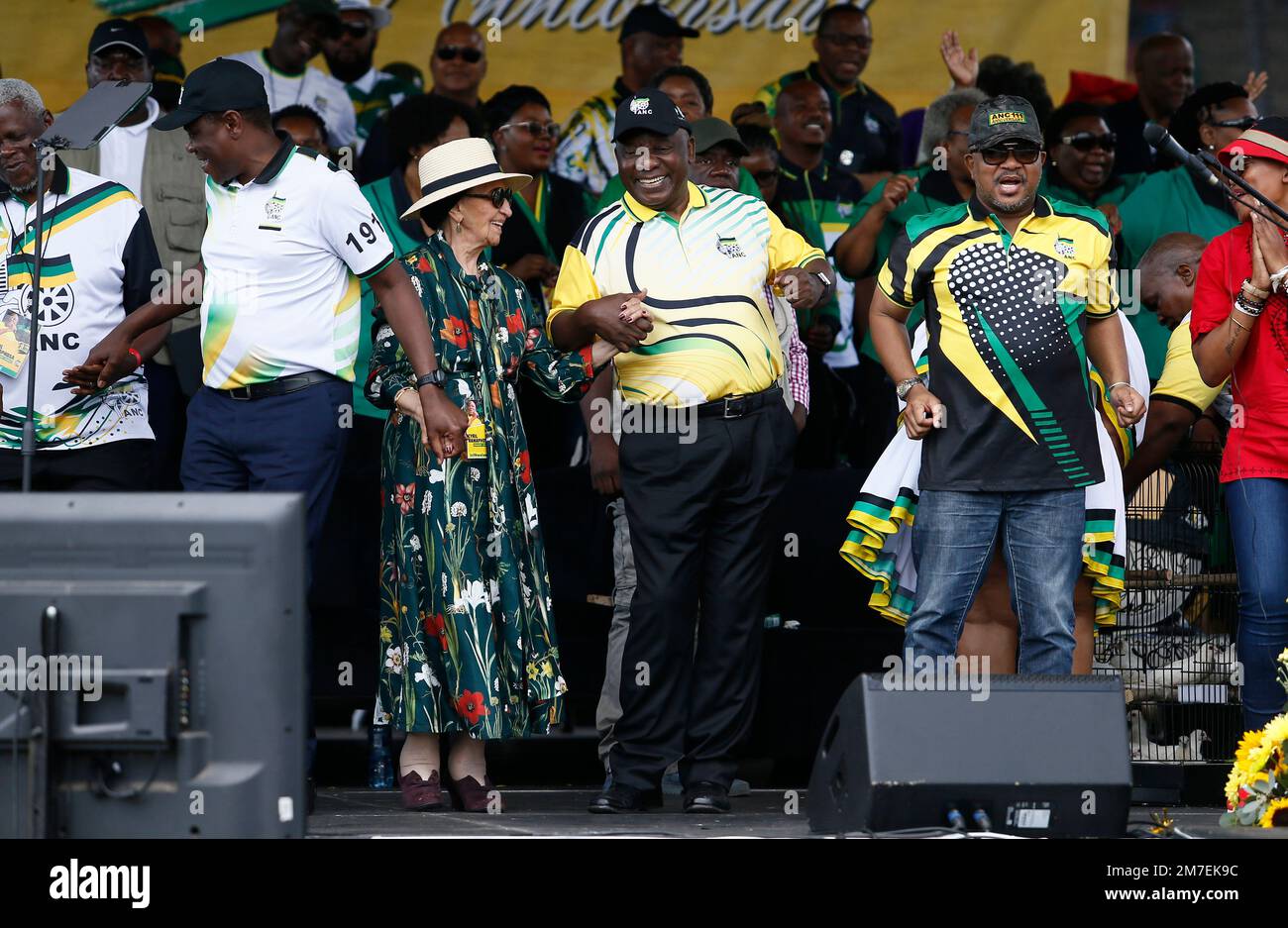 African National Congress (ANC) President Cyril Ramaphosa dances with ...